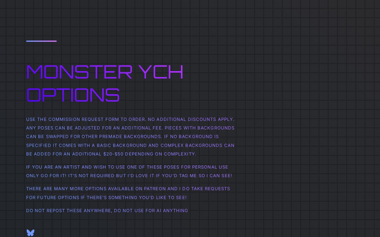 Monster's YCH Options page